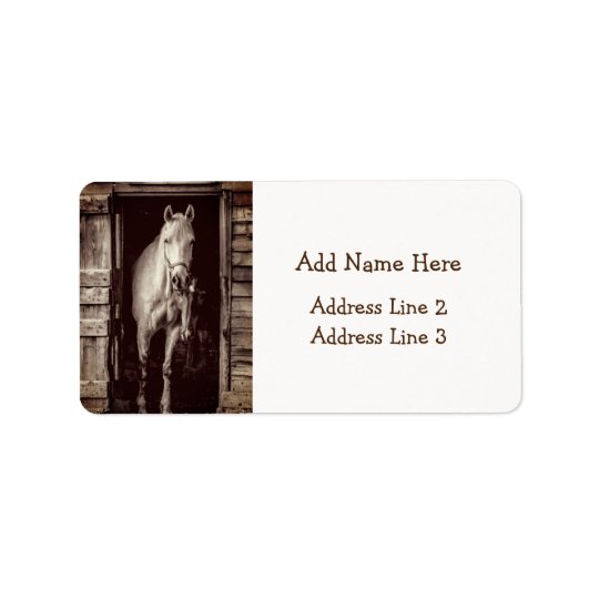 Horses and Rustic Brown Barn Address Labels | Zazzle.com