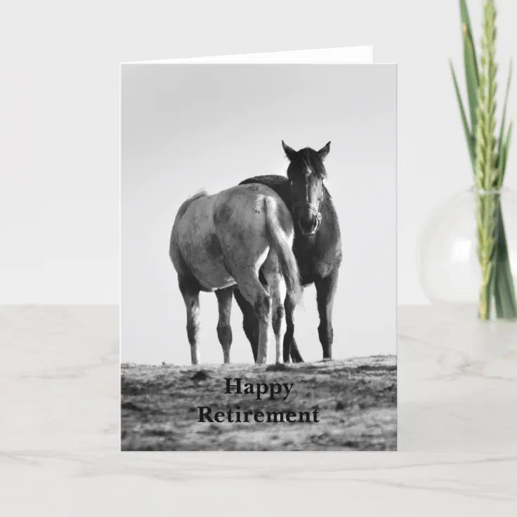 Horses Grazing Happy Retirement Card | Zazzle