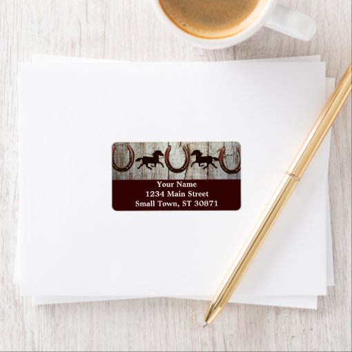 Horses Horseshoes Barn Wood Cowboy Address Labels | Zazzle