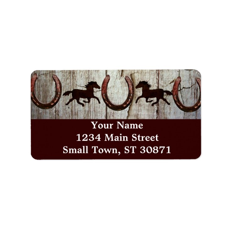 Horses Horseshoes Barn Wood Cowboy Address Labels | Zazzle