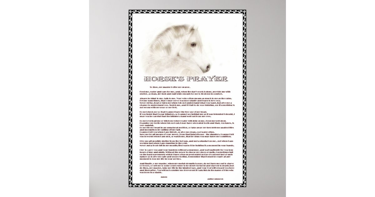Horse's Prayer Poster | Zazzle