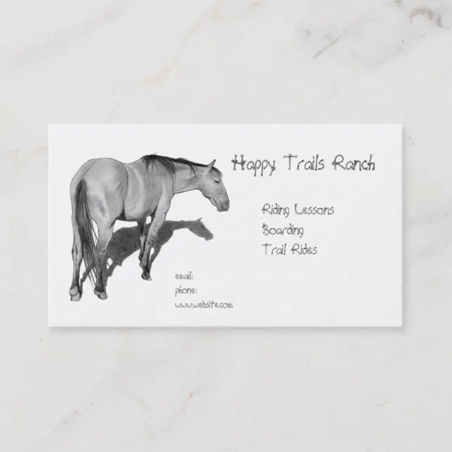 Horses, Stable, Riding, Lesson: Horses in Pencil Business Card | Zazzle