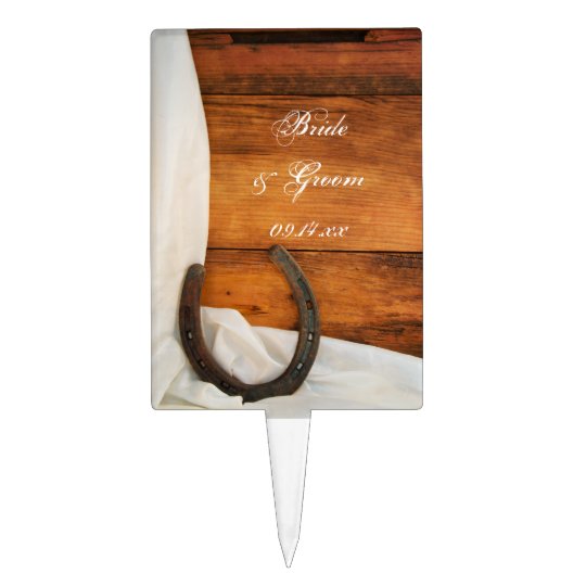 Horseshoe and Satin Country Barn Wedding Cake Topper | Zazzle.com