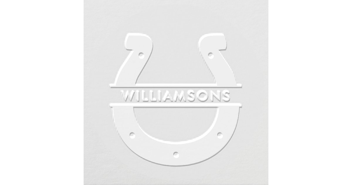 Horseshoe Modern Minimalist Custom Name Equestrian Embosser | Zazzle