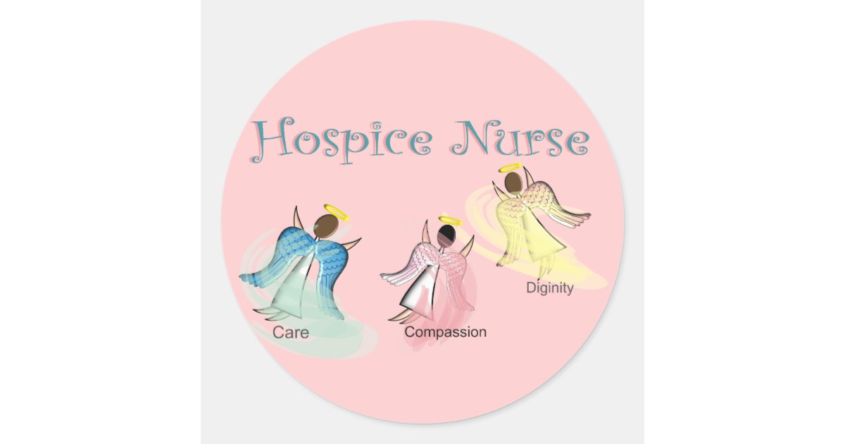 Hospice Nurse 3 Angels Design Classic Round Sticker | Zazzle
