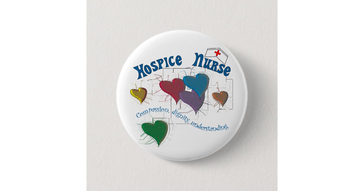 Hospice Nurse Multi Colored Hearts Pinback Button | Zazzle