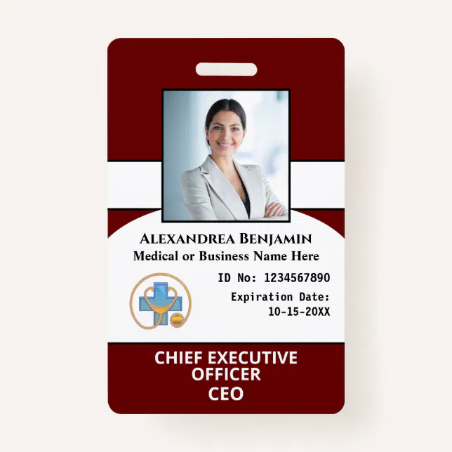 Hospital Business Employee Photo Logo ID Card Badge | Zazzle