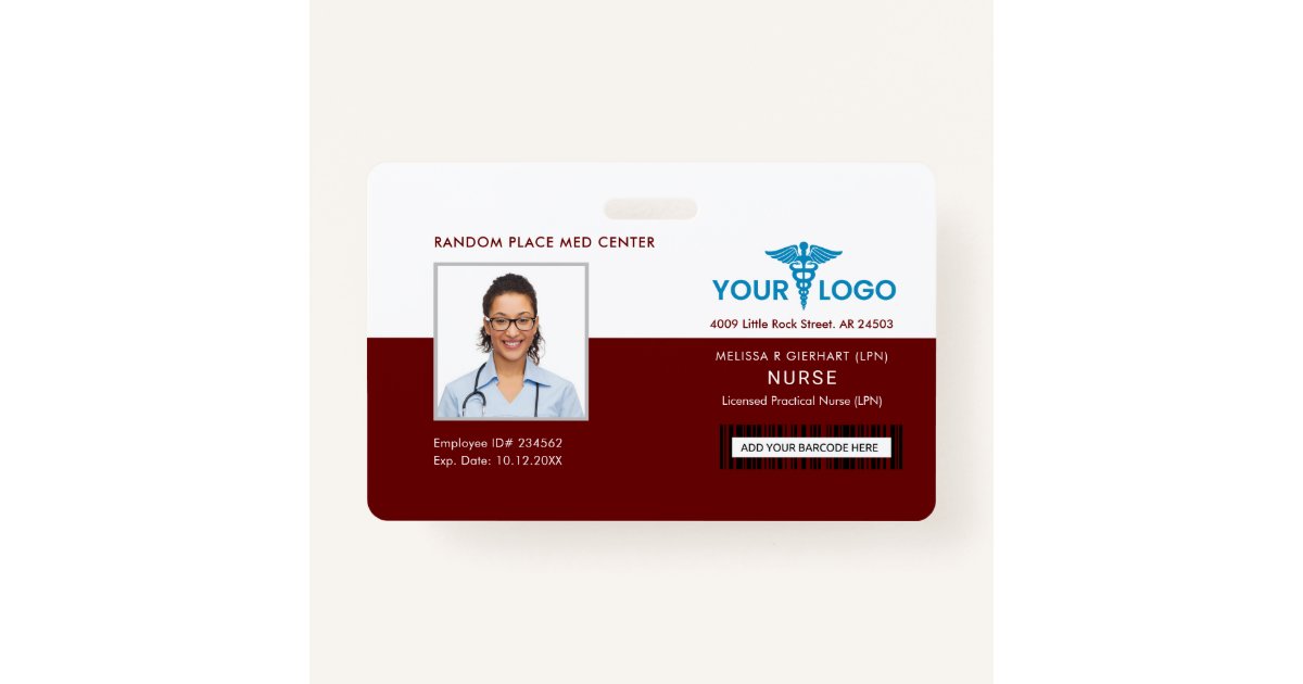 Hospital Employee Business Logo and Photo ID Badge | Zazzle