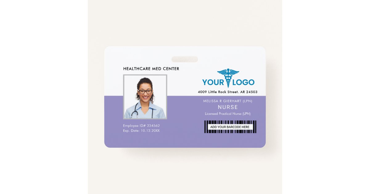 Hospital Employee Business Logo and Photo ID Badge | Zazzle