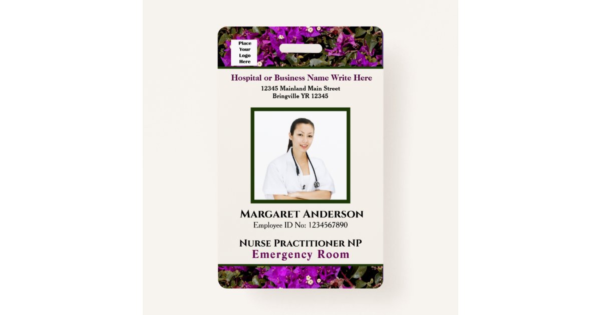 Hospital Employee ID Card Logo Custom Badge | Zazzle
