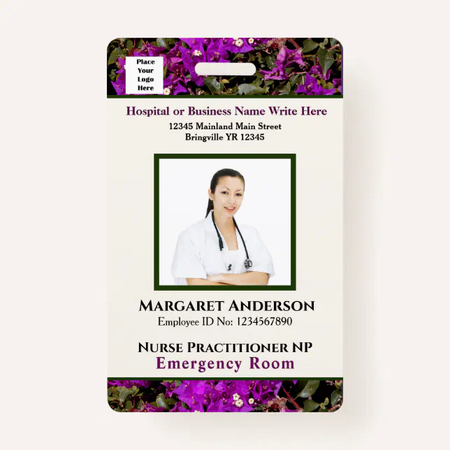 Hospital Employee ID Card Logo Custom Badge | Zazzle