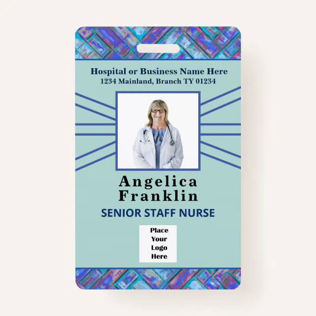 Hospital Employee Nurse Photo Bar Code Logo Custom Badge | Zazzle