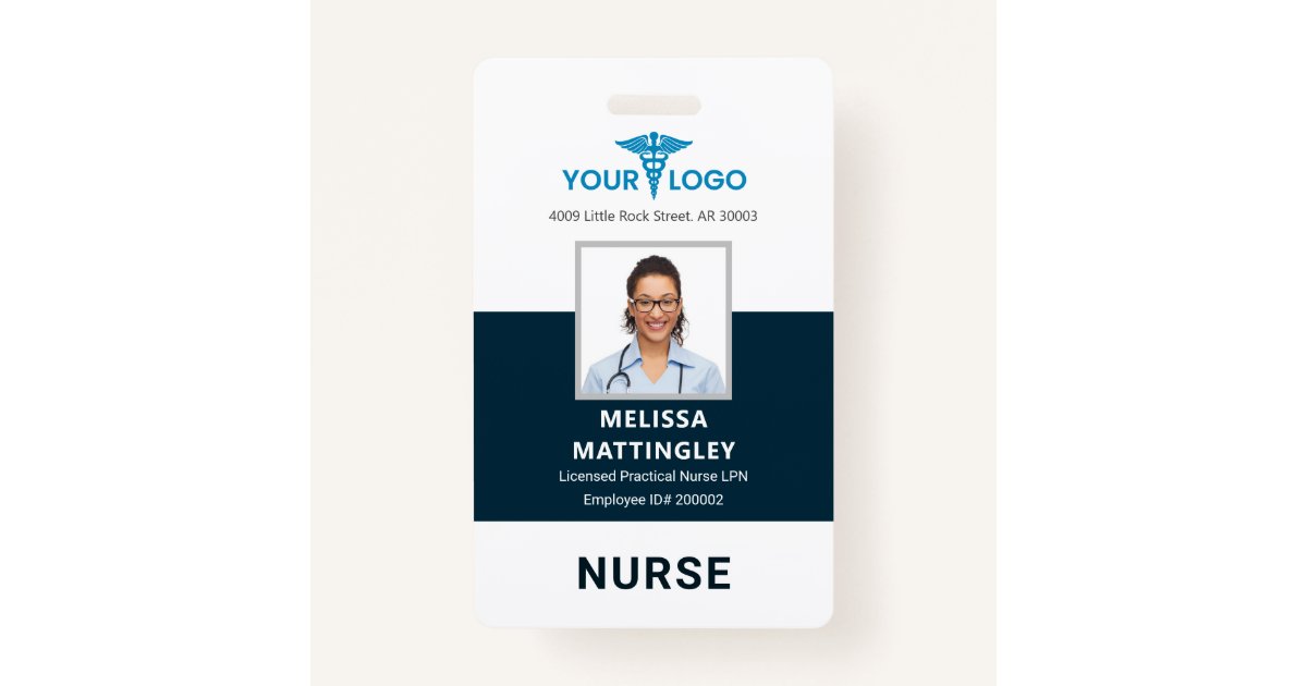 Hospital Employee Nurse RN Logo and Photo ID Badge | Zazzle