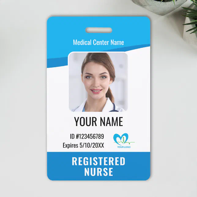 Hospital Employee Photo ID Name Bar Code Logo Badge | Zazzle