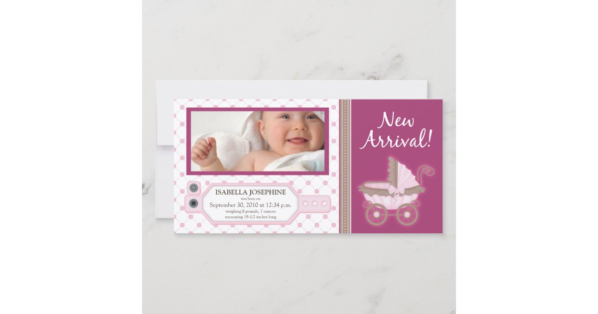 Hospital ID Tag Baby Birth Announcement: pink Announcement | Zazzle