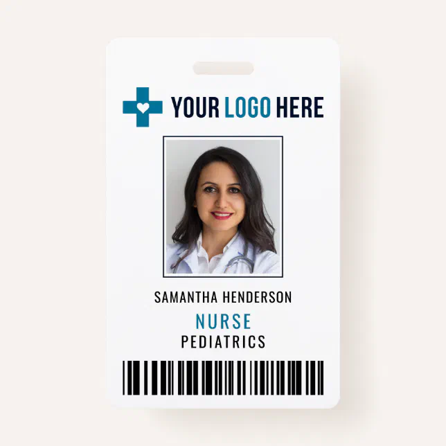 Hospital/Medical Barcode Photo ID Card Badge | Zazzle
