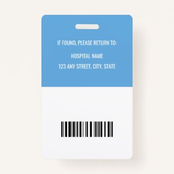 Hospital Medical ID Employee Blue Barcode QR code Badge | Zazzle