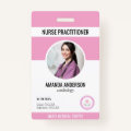Hospital Medical ID Employee Pink Barcode QR code Badge | Zazzle