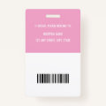 Hospital Medical ID Employee Pink Barcode QR code Badge | Zazzle