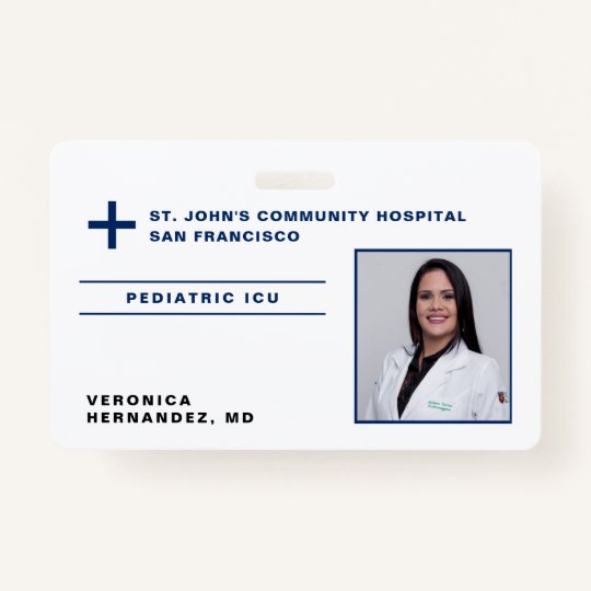 Hospital Navy Blue Medical Doctor Logo Photo ID Badge | Zazzle.com