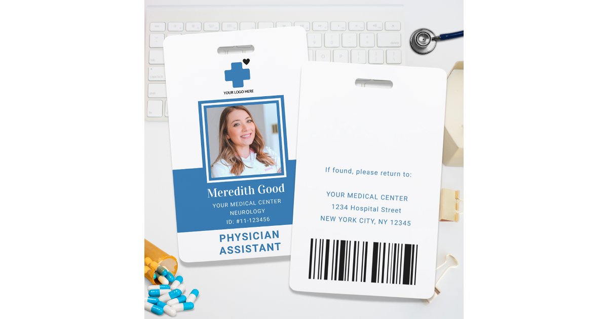 Hospital Physician Assistant Security ID Photo Badge | Zazzle