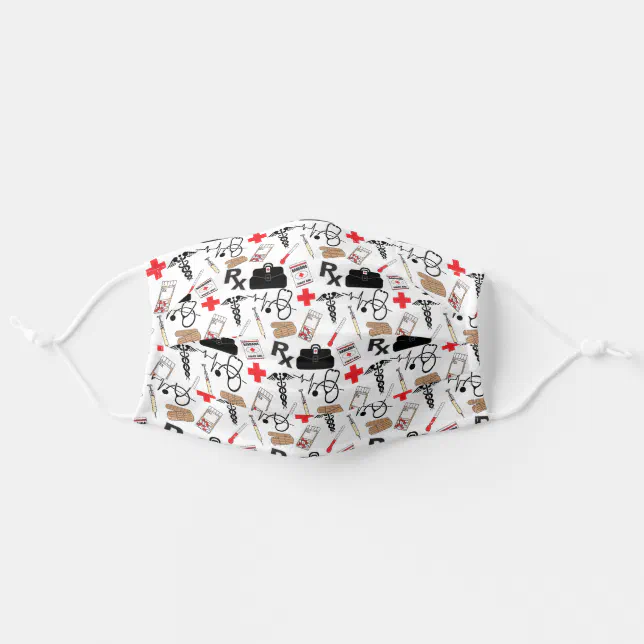 Hospital Staff Pattern Adult Cloth Face Mask | Zazzle