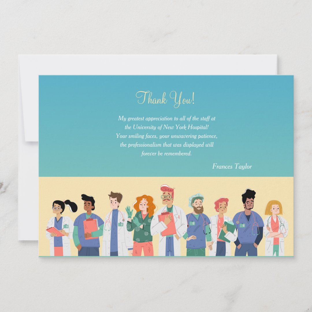 Hospital Team Thank You Card | Zazzle