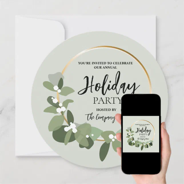 Hosted Corporate Holiday Party Christmas Wreath Invitation | Zazzle