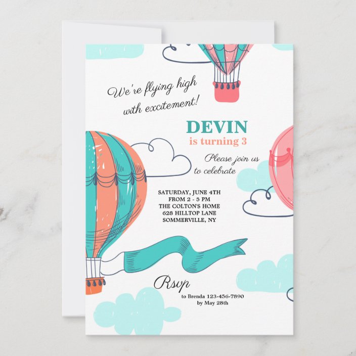 Hot Air Ballon Invitation | Zazzle.com