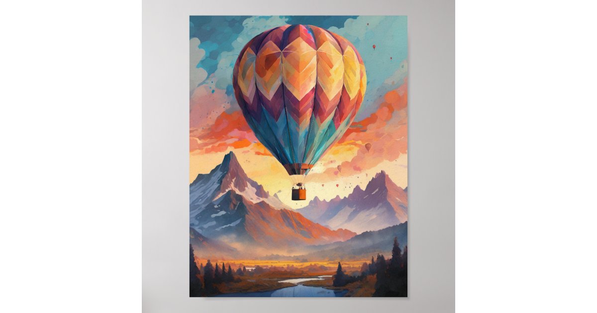 Hot air balloon art poster | Zazzle