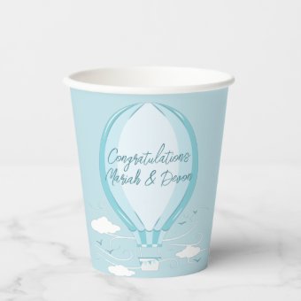 Hot Air Balloon Baby Shower Blue Paper Cups | Zazzle