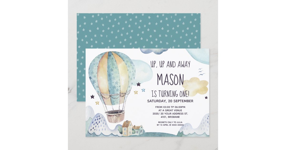 Hot Air Balloon Birthday Invitation | Zazzle