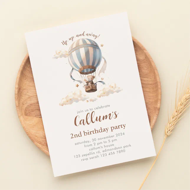 Hot Air Balloon Birthday Invitation | Zazzle