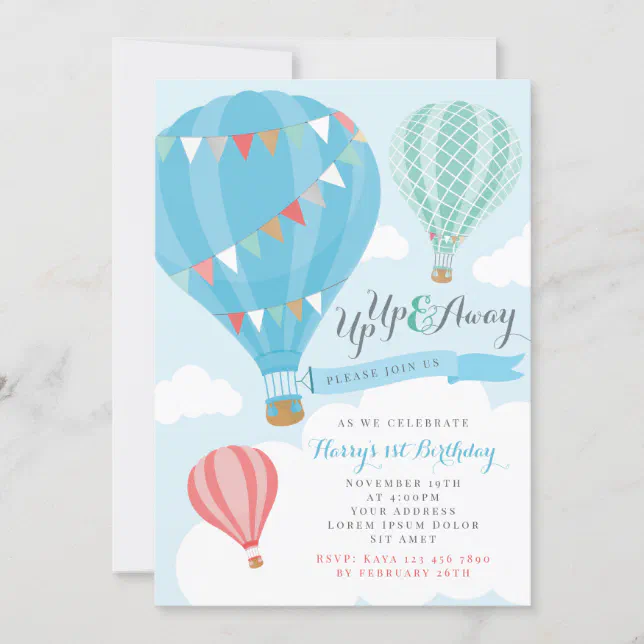 Hot Air Balloon Birthday Invitation | Zazzle
