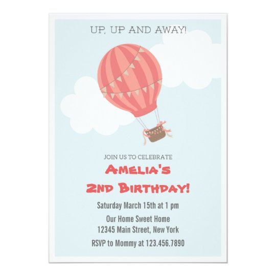 Hot Air Balloon Birthday Party Invitation | Zazzle.com