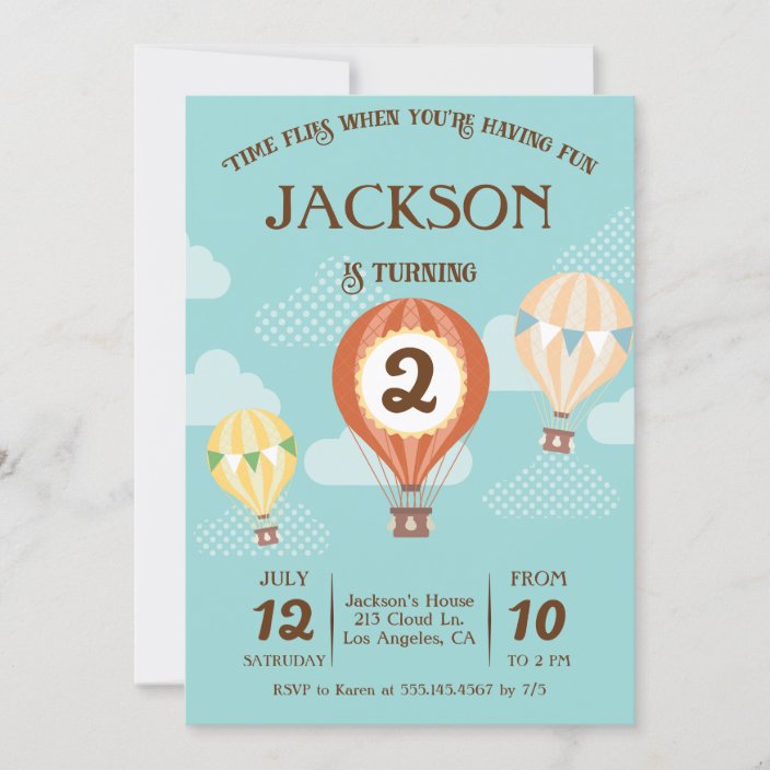 Hot Air Balloon Birthday Party Invitation | Zazzle.com