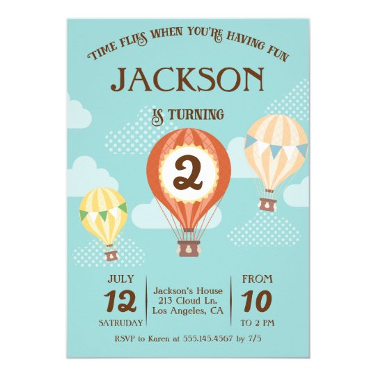 Hot Air Balloon Birthday Party Invitation | Zazzle.com