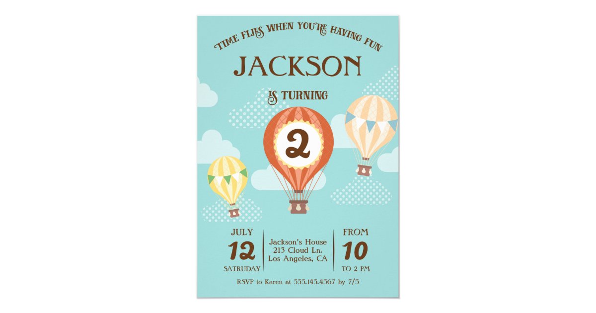 Hot Air Balloon Birthday Party Invitation | Zazzle.com
