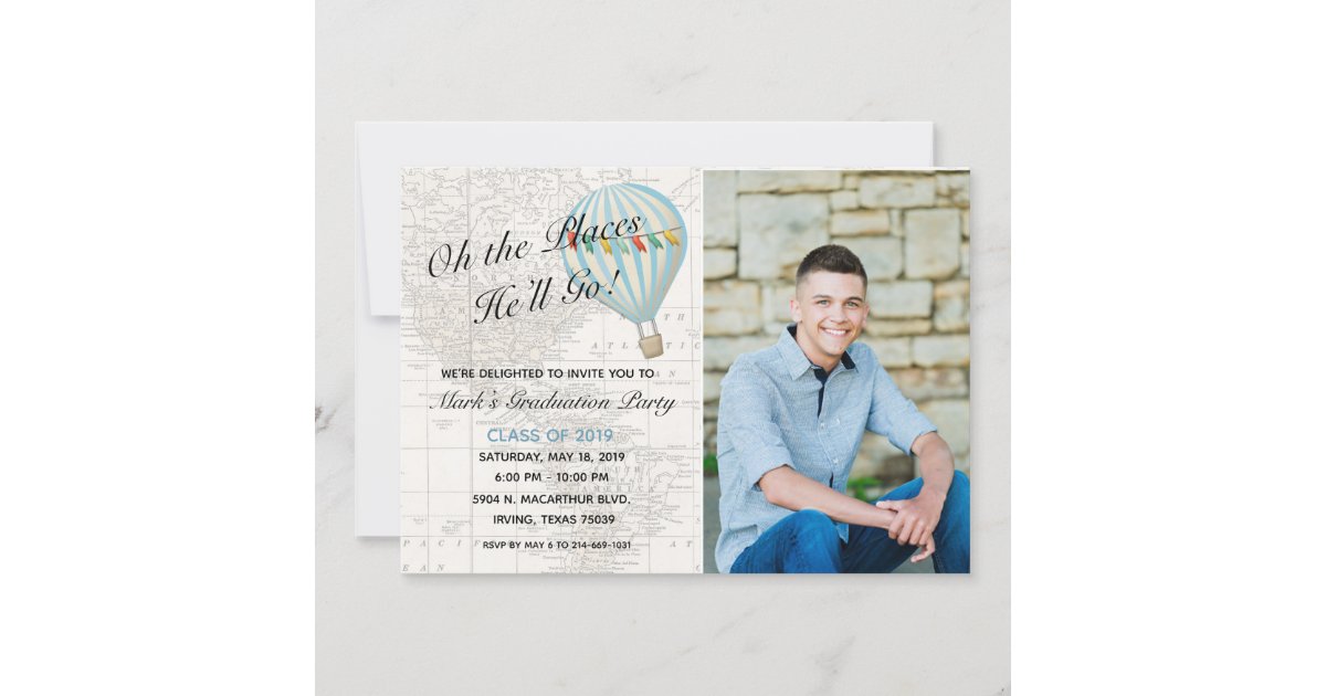 Hot Air Balloon Boy Graduation Invitation | Zazzle