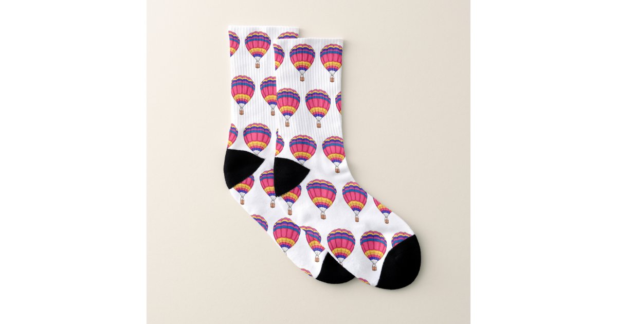 Hot air balloon cartoon illustration socks | Zazzle