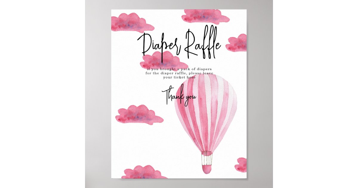 Hot air balloon - Diaper Raffle game Poster | Zazzle