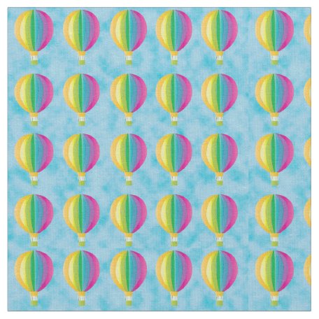 Pattern Of Hot Air Balloons. Navy Blue Background Fabric | Zazzle