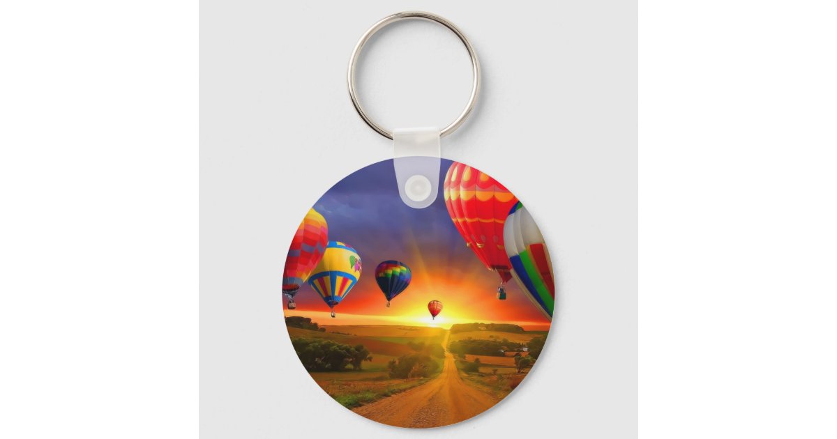 hot air balloon image keychain | Zazzle