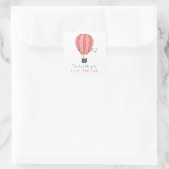 Hot Air Balloon Library Bookplate Sticker | Zazzle