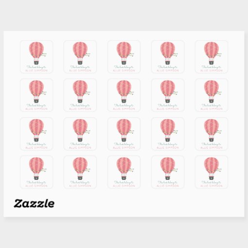 Hot Air Balloon Library Bookplate Sticker | Zazzle