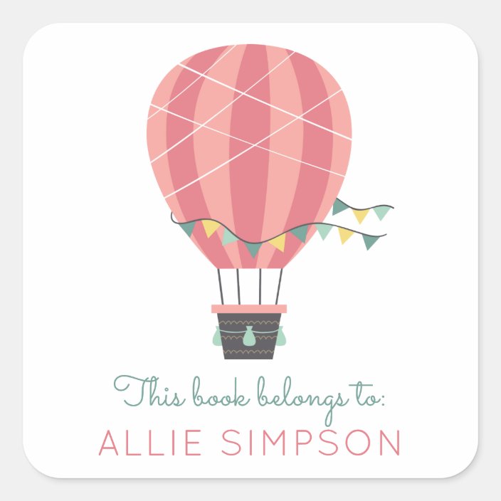 Hot Air Balloon Library Bookplate Sticker | Zazzle.com