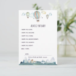 Hot Air Balloon Party Wishes for Baby Advice Card | Zazzle