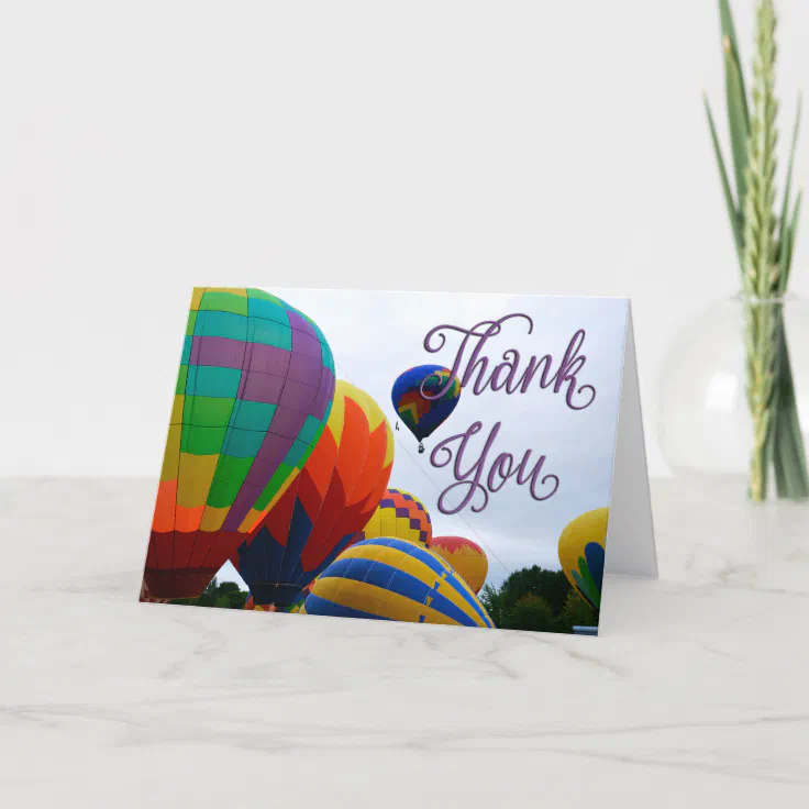 Hot Air Balloon Photo Thank You Card | Zazzle