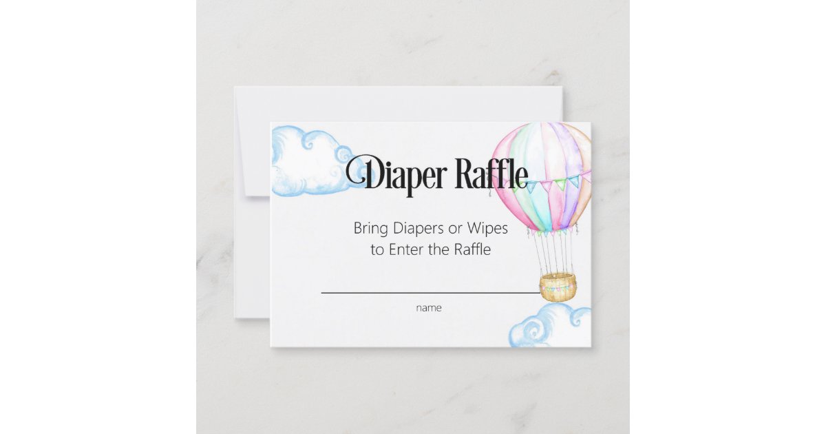 Hot Air Balloon Pink Diaper Raffle Card | Zazzle