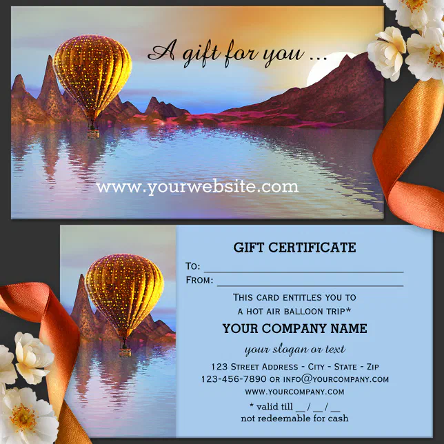 Hot Air Balloon Ride Gift Certificate Template | Zazzle